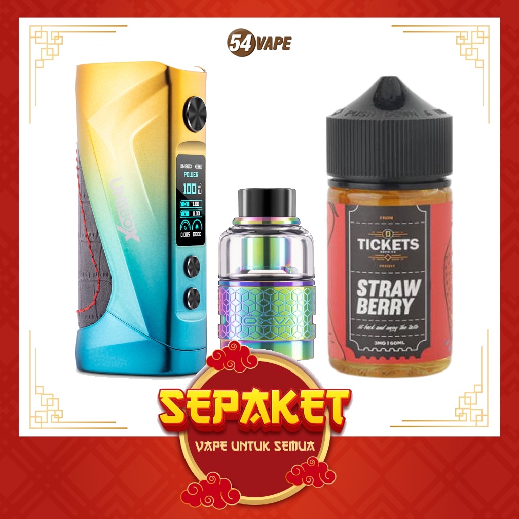 Jual Oxva & Vapx Unibox Mod + Unione PnM Tank + Tickets 60ml | Shopee Indonesia