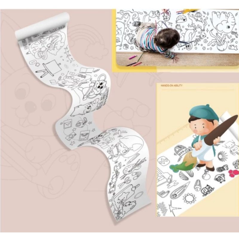 Jual kertas roll mewarnai anak,sticker dinding kertas menggambar anak ...