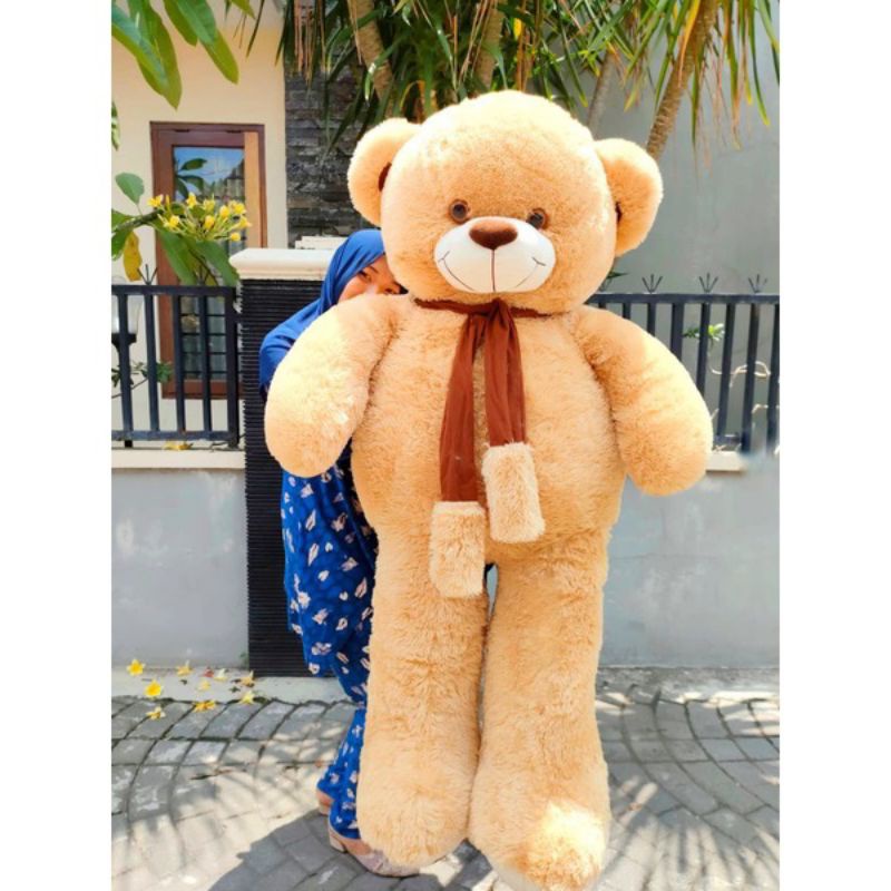 Jual Boneka Teddy Bear 1.5 M Beruang Model Telapak Dan Syal Label SNI ...