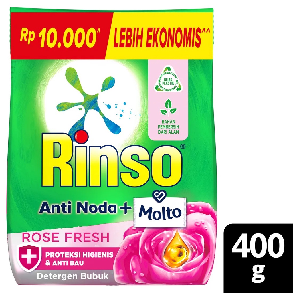 Jual RINSO Molto Pink Rose Fresh Deterjen Bubuk 400 g | Shopee Indonesia