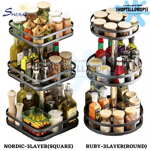 Jual Nordic Rack - Ruby Rack - Troli 3 Susun Rak Bumbu Putar Berputar ...
