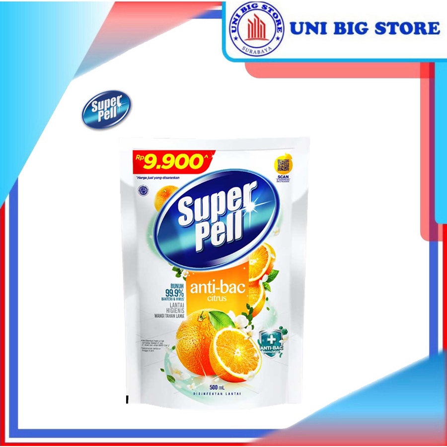 Jual Super Pell Anti-Bac Citrus 500 ml Superpell Anti Bacterial Pembersih Lantai | Shopee Indonesia