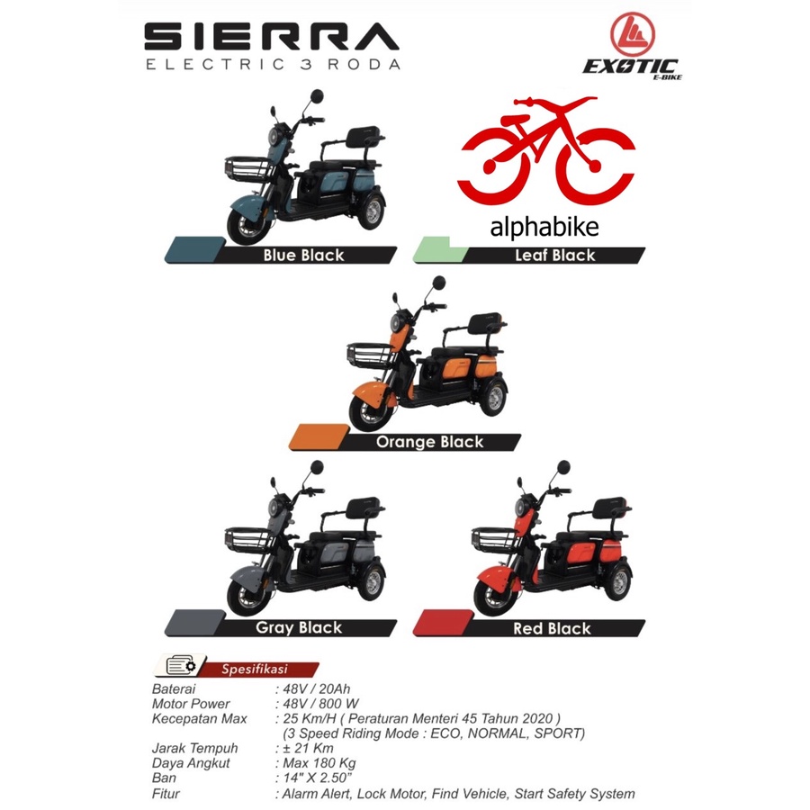 Jual SEPEDA LISTRIK PACIFIC EXOTIC SIERRA RODA 3 SELIS | Shopee Indonesia