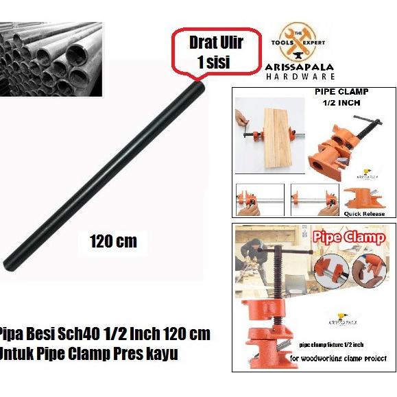 Jual 8GFEO Pipa Besi 1/2 Setengah Inch Panjang 120 Cm Buat Pipe Clamp ...