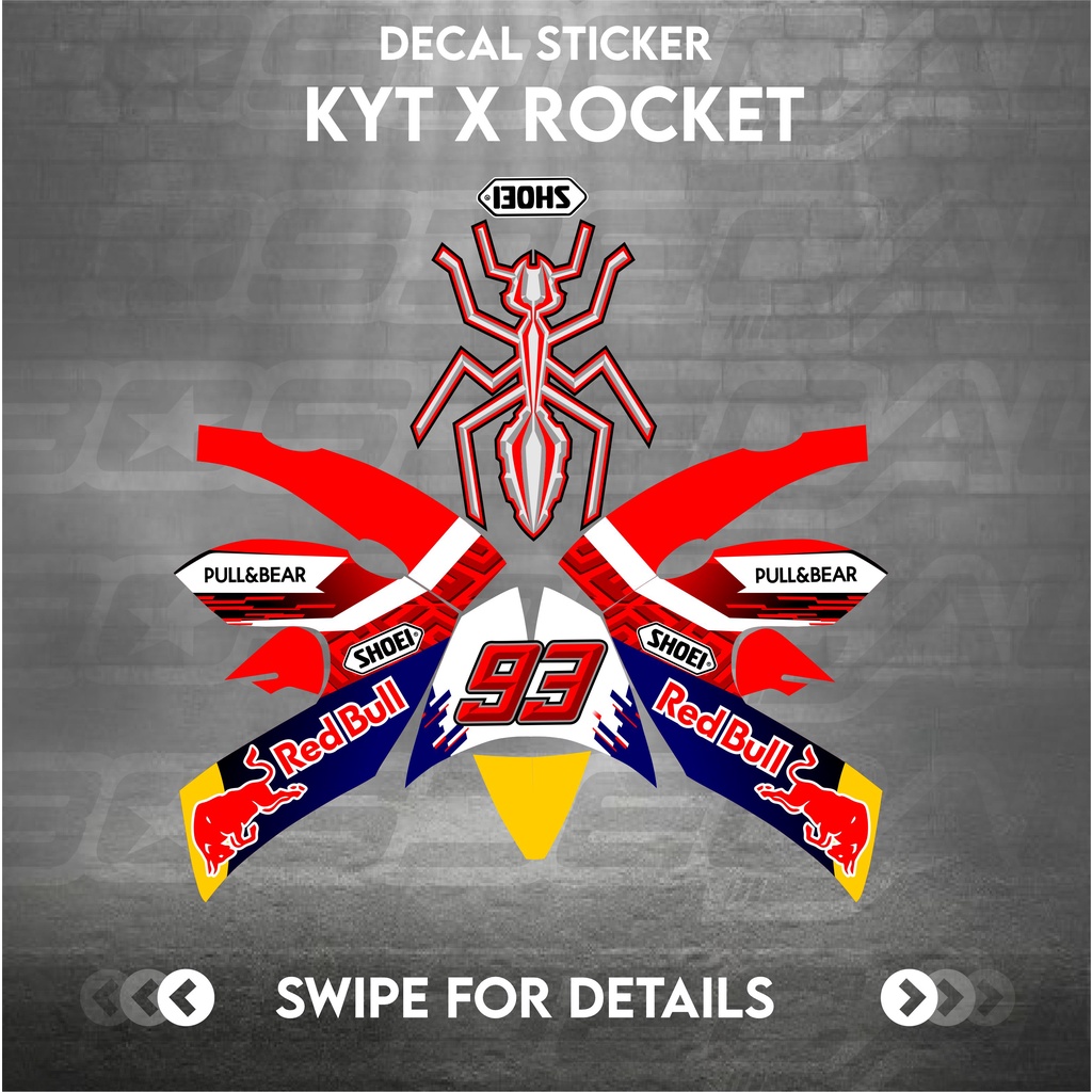 Jual Sticker decal helm KYT ROCKET part 1 | decal helm | decal sticker ...
