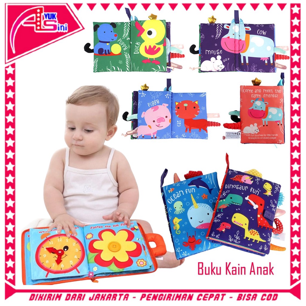 Jual AS Buku Kain Anak Mainan Softbook Baby Touch 3D Cloth Book With ...