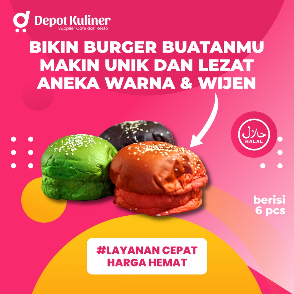 Jual Roti Burger Wijen Warna Wani 6 Pcs / Roti Burger Pelangi | Shopee ...