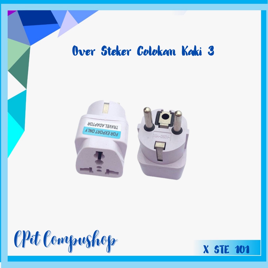 Jual Steker Over colokan kaki 3 tiga ke kaki 2 Dua stop kontak Adapter ...