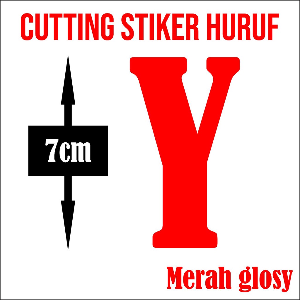 Jual stiker cutting huruf - warna merah satu warna - tinggi 7cm - bahan ...