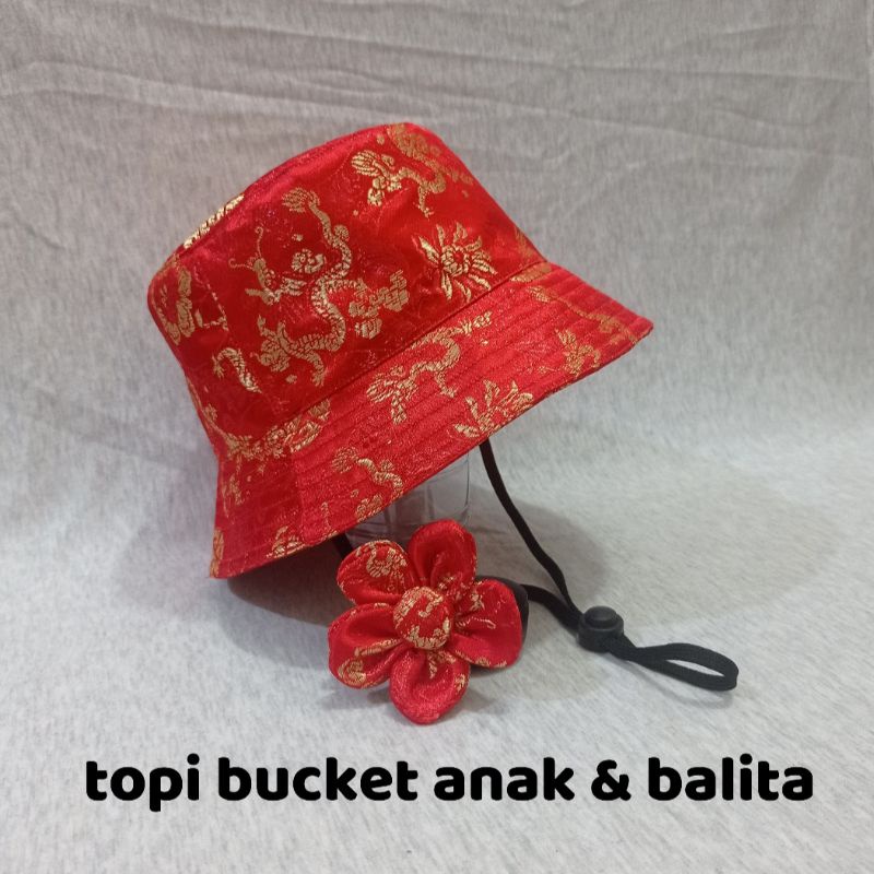 Jual TOPI BUCKET BALITA & ANAK EDISI IMLEK ( Motif Naga Merah Oriental ...