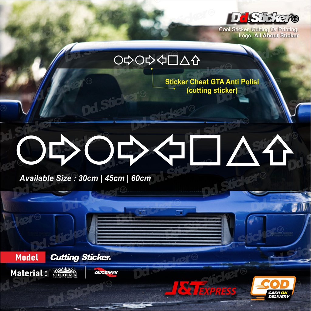 Jual Sticker cheat GTA anti polisi, untuk kaca mobil | Cutting Sticker ...