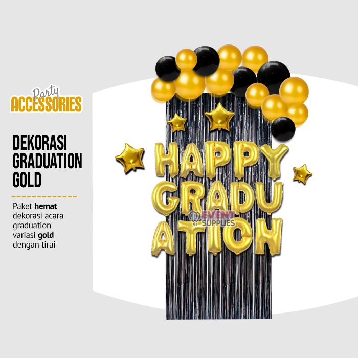 Jual Paket Hemat Dekorasi Happy Graduation / Kelulusan Foil Huruf Party ...