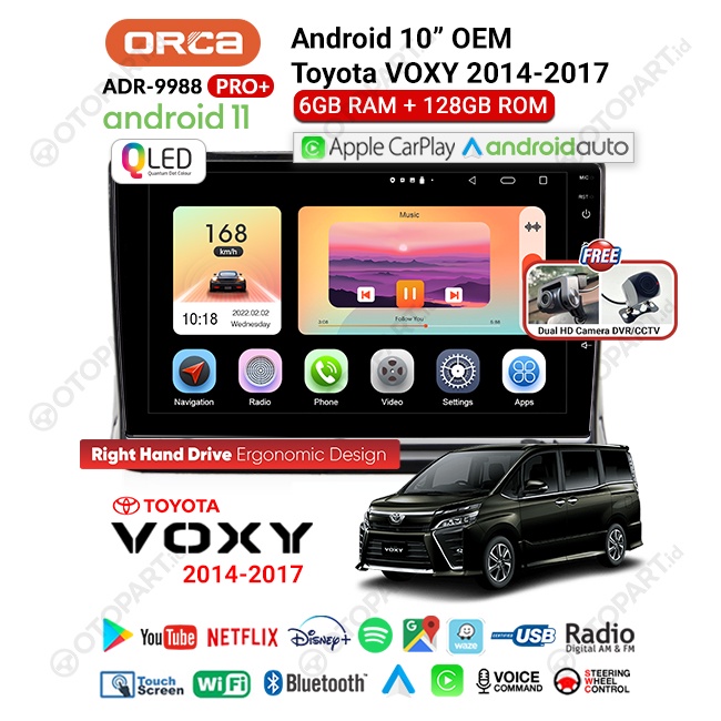 Jual Head Unit Android Auto CarPlay 10″ inch PRO+ GE 2 DVR Toyota VOXY ...
