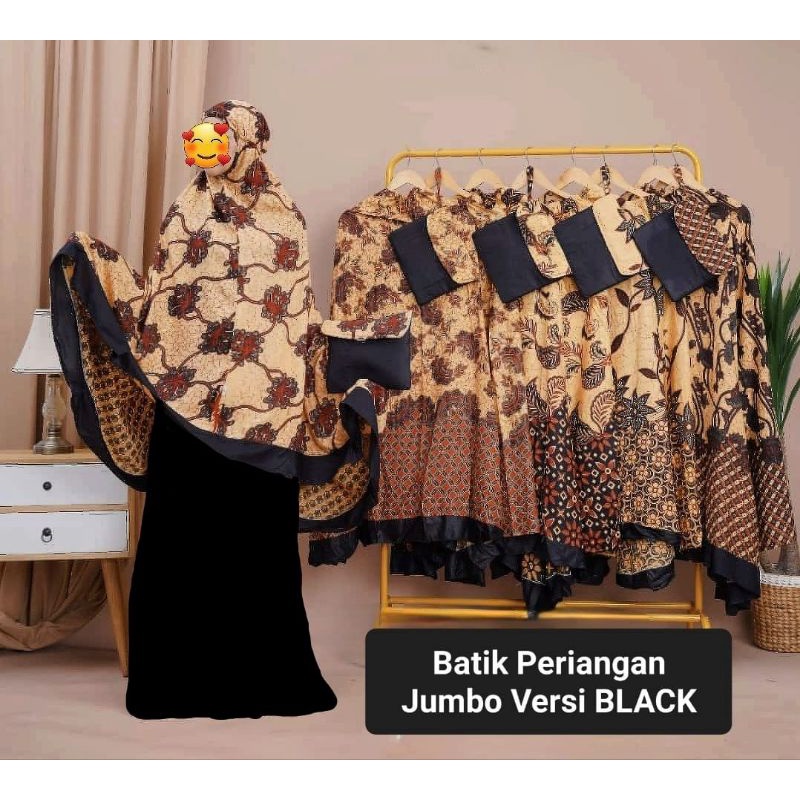 Jual Mukena BATIK PERIANGAN Jumbo Versi BLACK | Shopee Indonesia