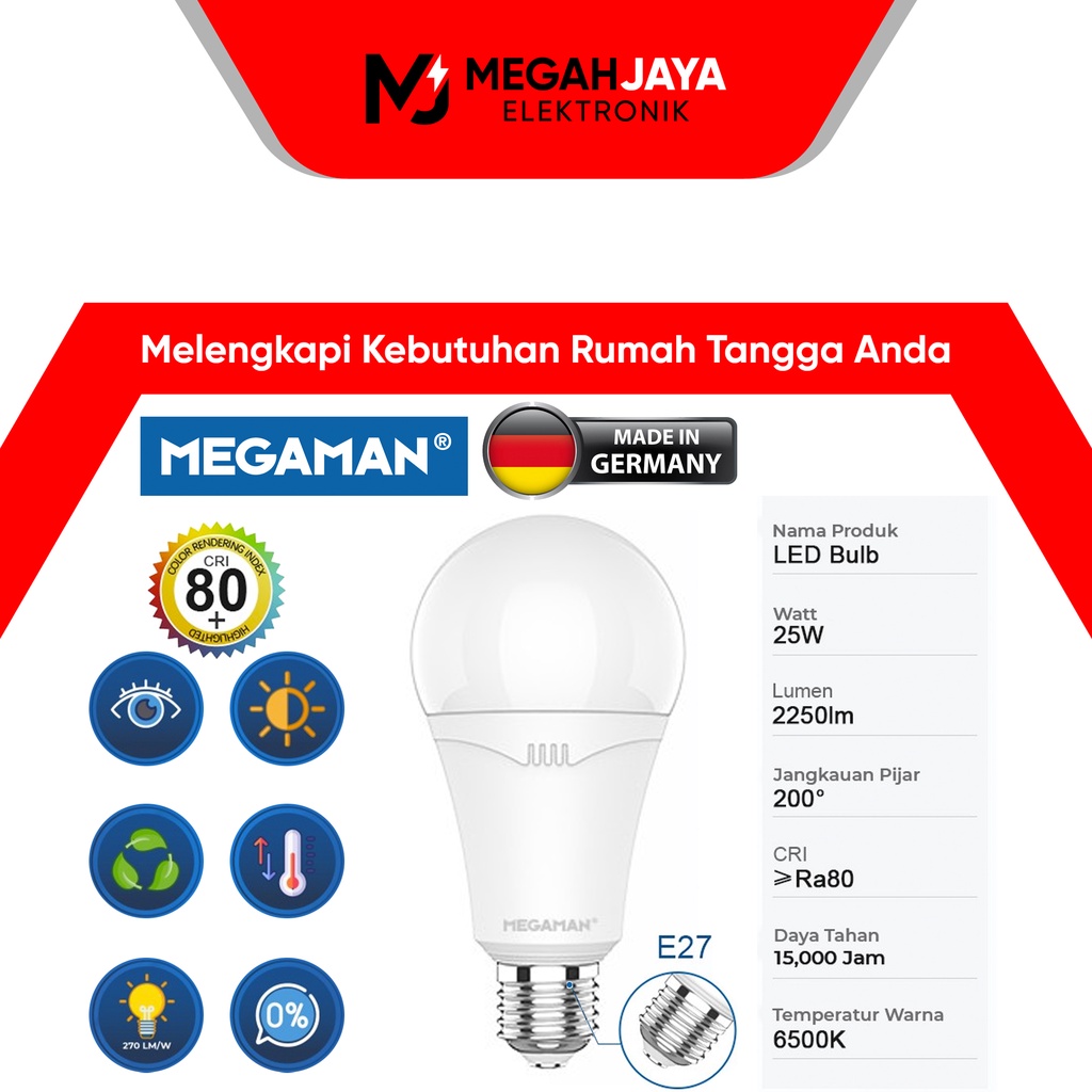 Jual [COD READY] LAMPU LED / BOHLAM MEGAMAN A-BULB 25W / 25 W / 25 WATT ...