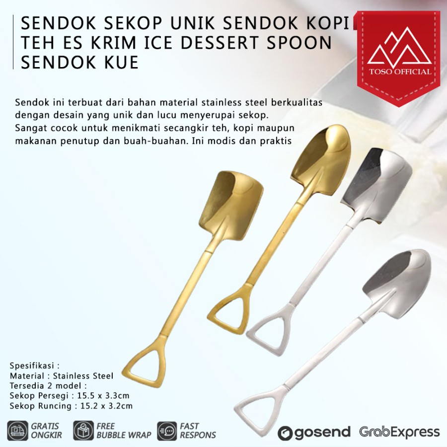 Jual SENDOK SEKOP UNIK SENDOK KOPI TEH ES KRIM ICE DESSERT SPOON SENDOK ...