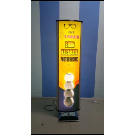 Jual Rotary Led Light Neon Box Stand Banner Alas Besi Stenlis 35x120 ...