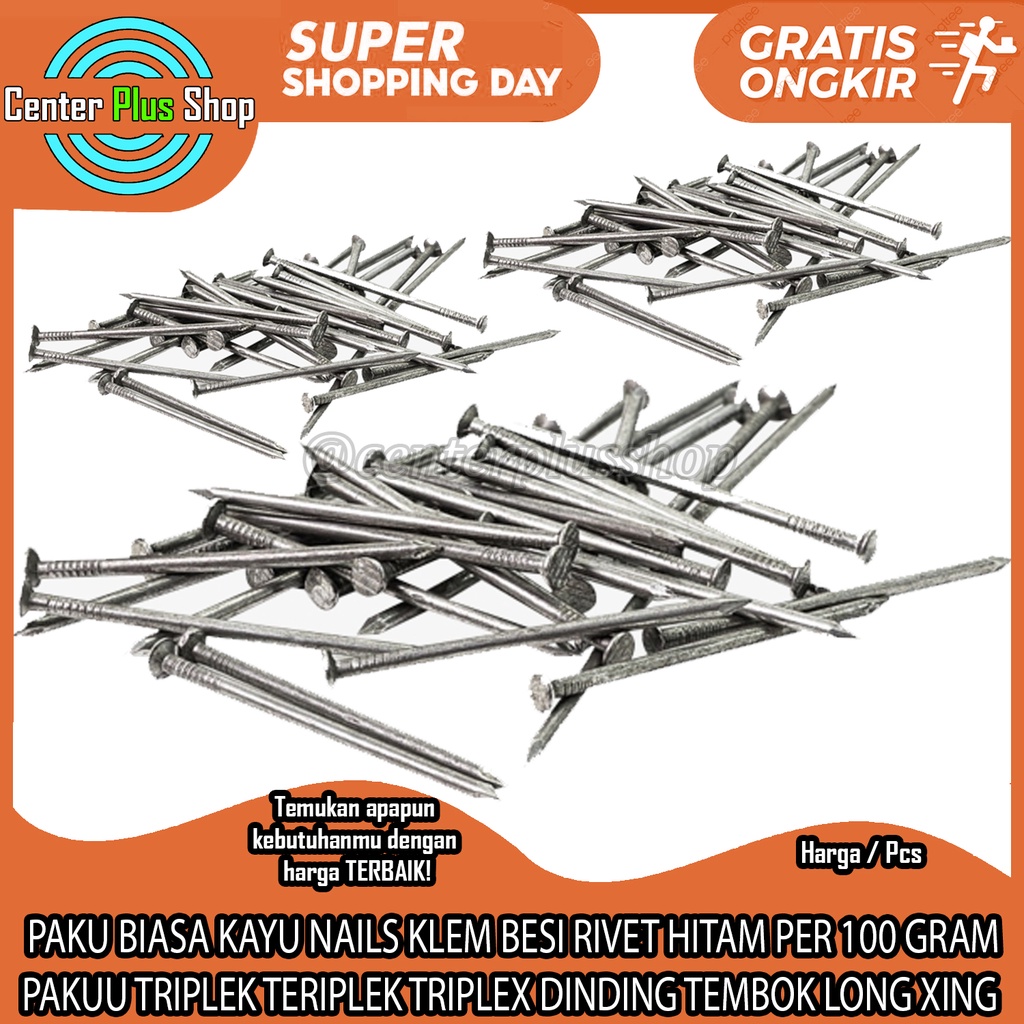 Jual PAKU BIASA KAYU NAILS KLEM BESI RIVET HITAM PER 100 GRAM PAKUU ...