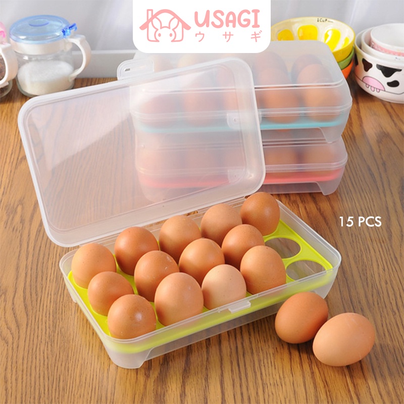 Jual USAGI - Wadah Penyimpanan Telur 15 Butir 1 Pcs - Wadah Telur / Box ...