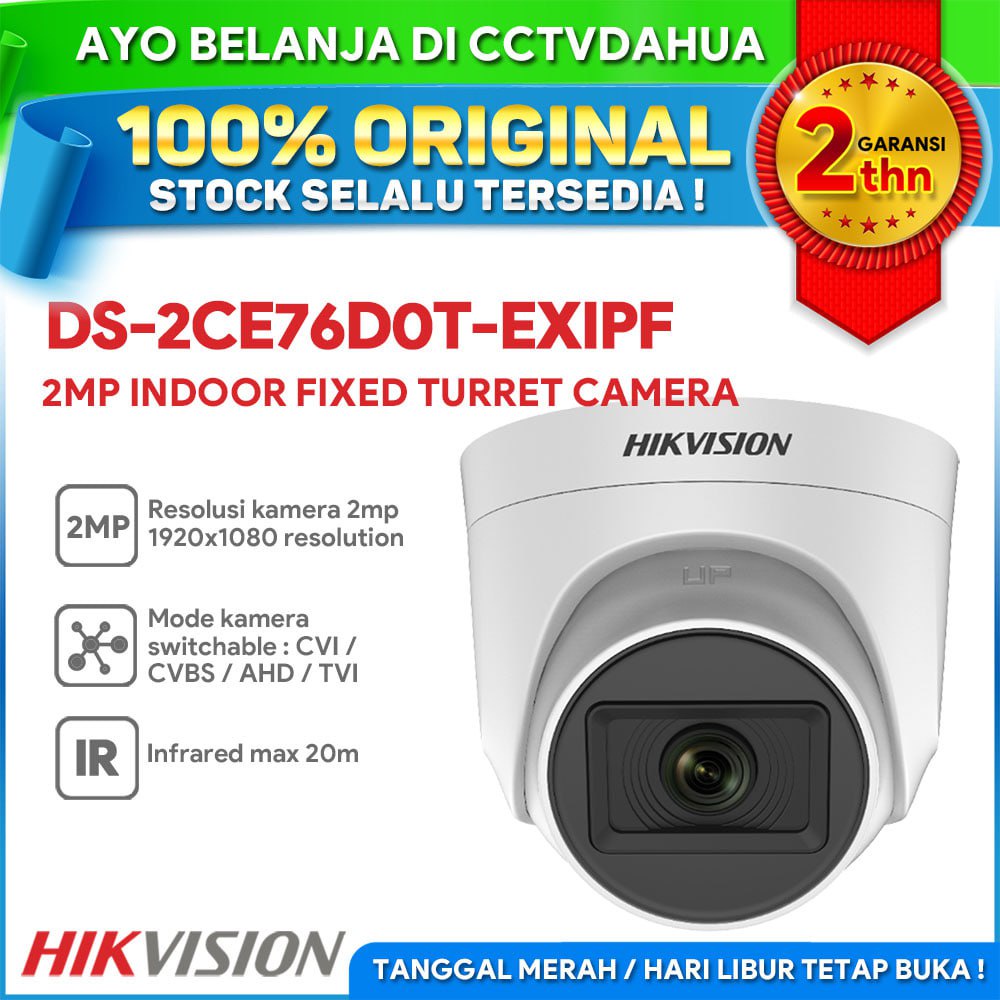 Jual HIKVISION DS-2CE76D0T-EXIPF Hikvision 2MP Indoor Fixed Turret ...