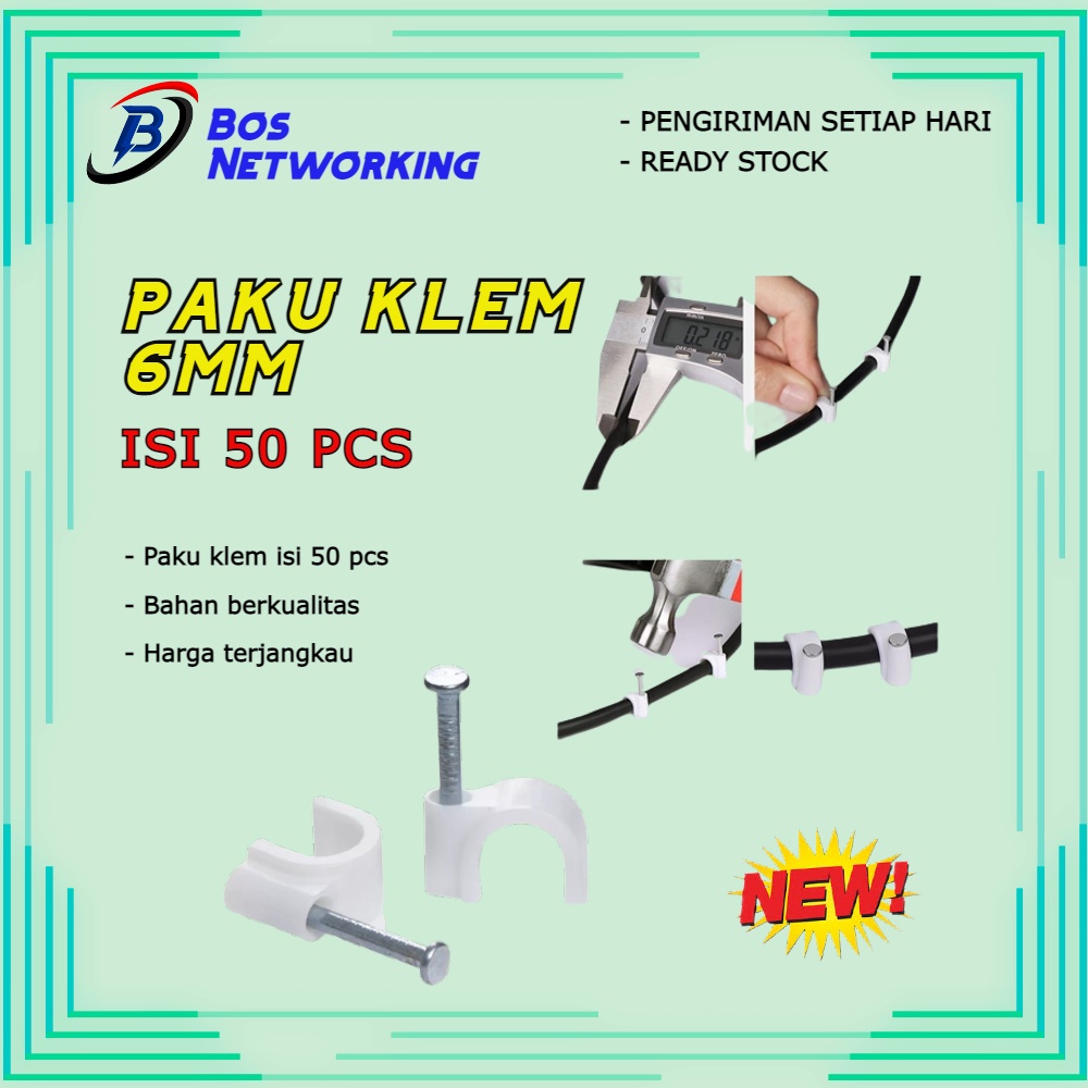 Jual Klem Kabel Paku Clamp Cable Putih Cable Clip 50 pcs Size 6mm ...