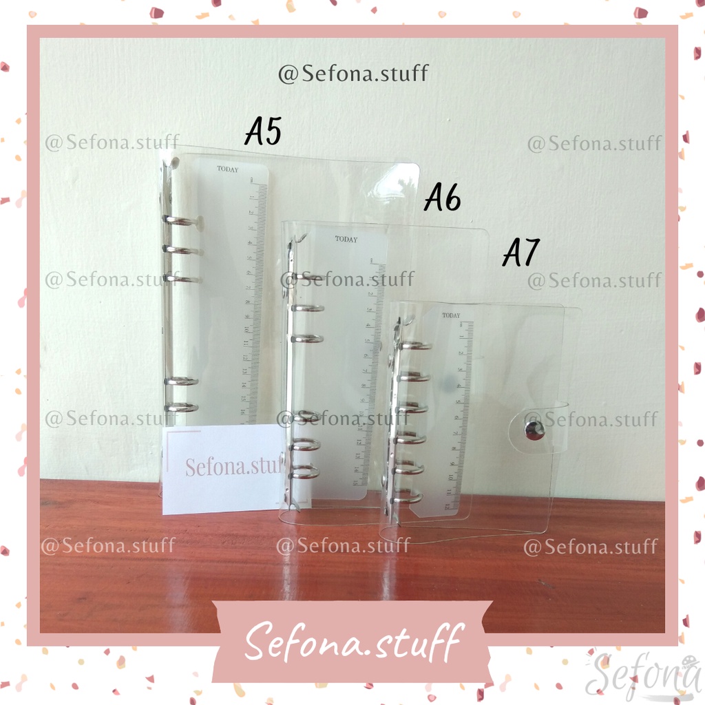Jual Transparan, Hologram, & Black Cover Binder A5 A6 A7 6 Ring Bening ...