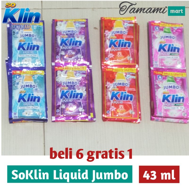 Jual Soklin Liquid jumbo 40 ml so Klin cair beli 6 gratis 1 soklin ...