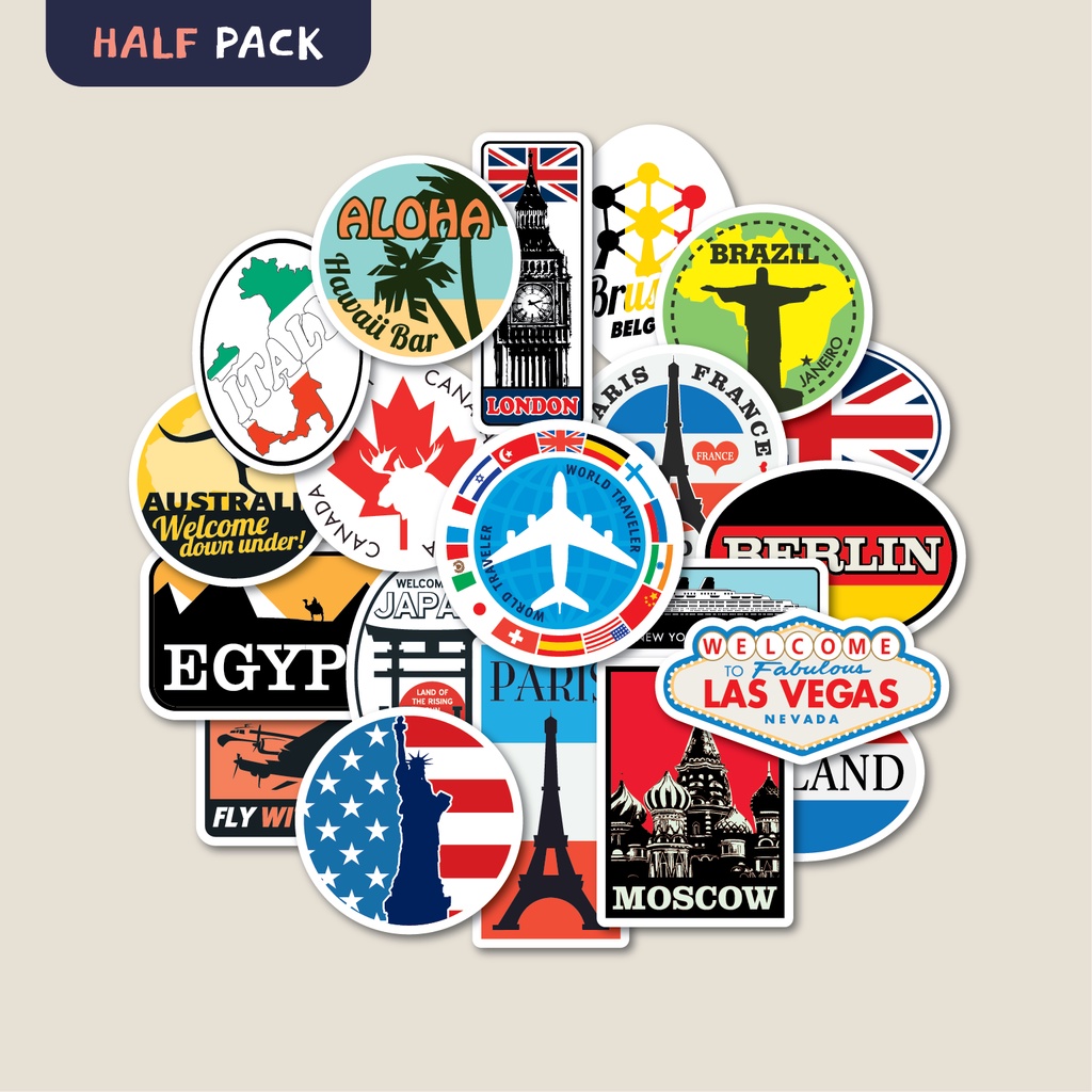 Jual Sticker Pack Travel Vintage Sticker Tumbler Stiker Laptop Koper Helm Shopee Indonesia