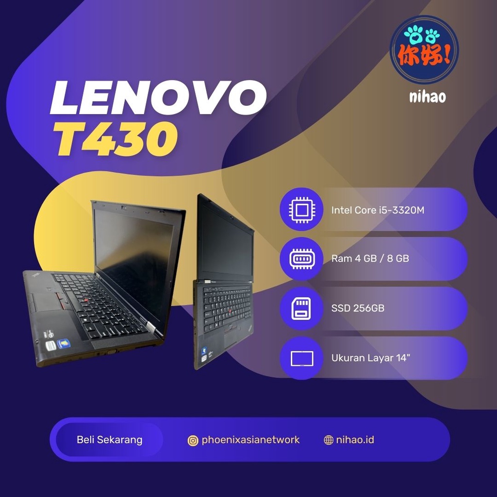 Jual Lenovo T430 Core i5 8GB SSD 256GB Laptop Bekas Murah | Shopee ...