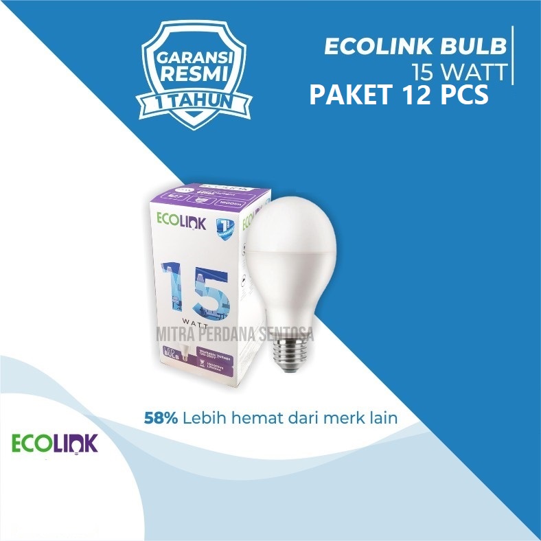 Jual Paket 12 Pcs Ecolink Lampu Bohlam Bulb LED 15 Wat Putih 6500K / Kuning 3000k TAHAN LAMA ...