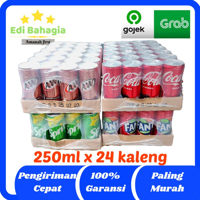 Jual COCA COLA, AW, SPRITE, COLA ZERO, FANTA kaleng 250ml ( 1 Dus - 24 ...