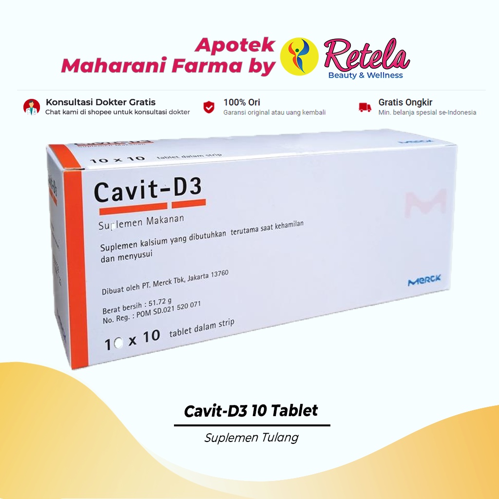 Jual Cavit-D3 1 Strip 10 Tablet / Mengatasi Kekurangan Kalsium Dalam ...