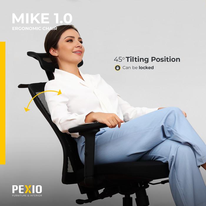 Jual Pexio Mike Kursi Kantor Ergonomis Hitam | Shopee Indonesia