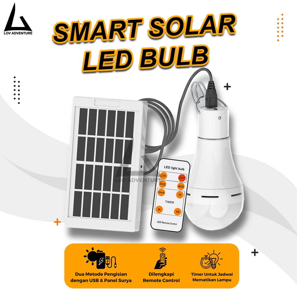 Jual Lampu Camping LED Bohlam 9-Watt Tenaga Surya 300 Lumen 1.2W Solar ...