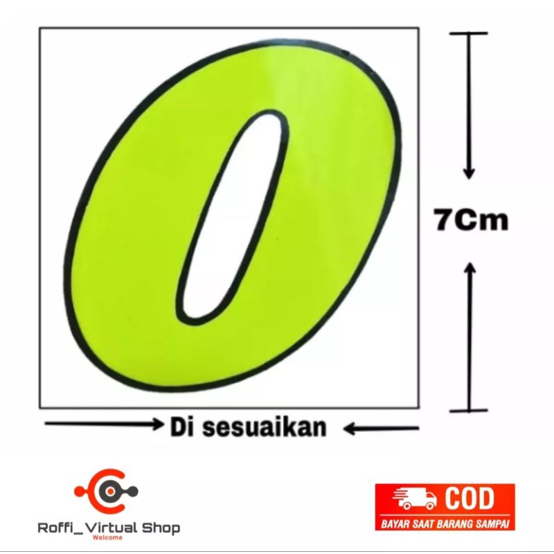 Jual Stiker angka 0 Nol variasi warna kuning stabilo/ Stiker cutting ...