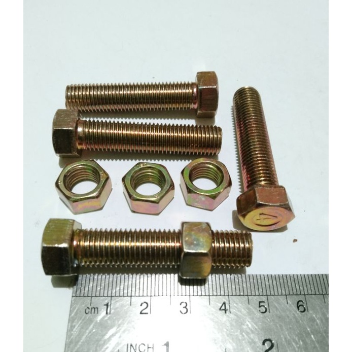 Jual BAUT MUR KUNING HEX BMK M10 X 45 MM ( KUNCI 14 ) | Shopee Indonesia