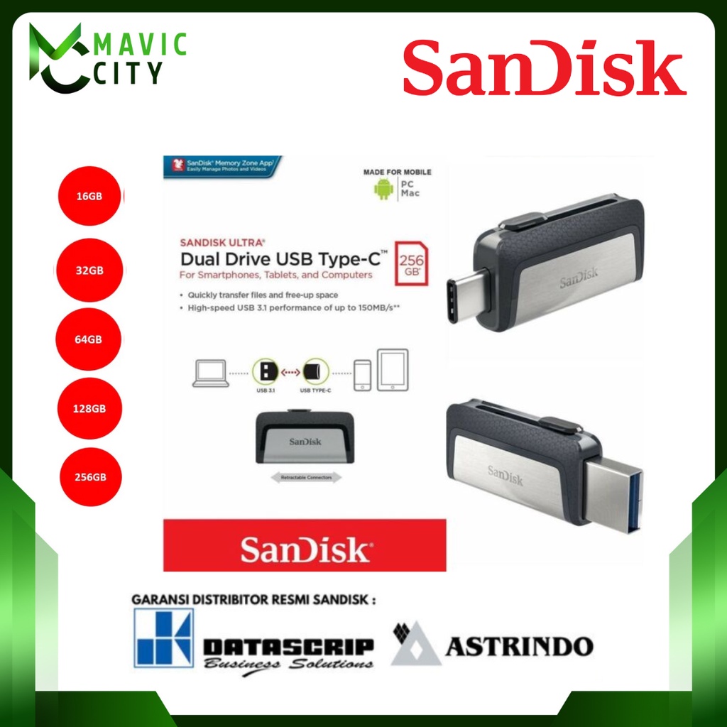 Jual Flashdisk OTG Type C 256GB SanDisk Dual Drive SDDDC2 - Garansi ...