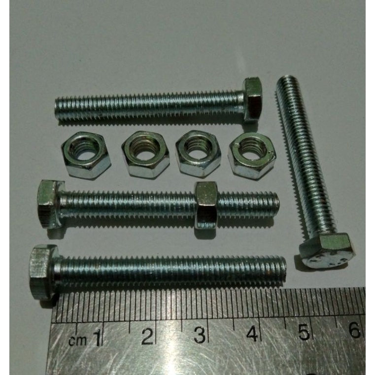 Jual 20 pcs baut + mur putih BMP m6 x 45 mm galvanis kunci 10 | Shopee Indonesia