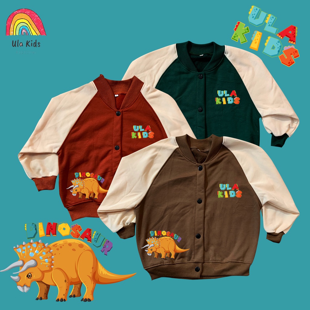 Jual Varsity Jacket Baseball Anak Ula Kids 1 - 6 Tahun Ula Dinosaur ...