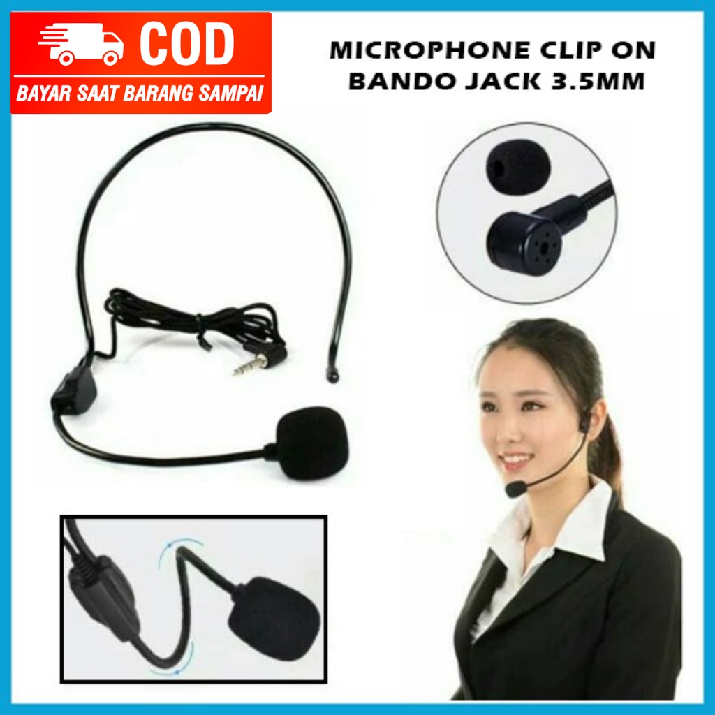 Jual Mic Bando Clip On 3.5Mm Microphone Headset Kabel Jack Zoom Meet ...