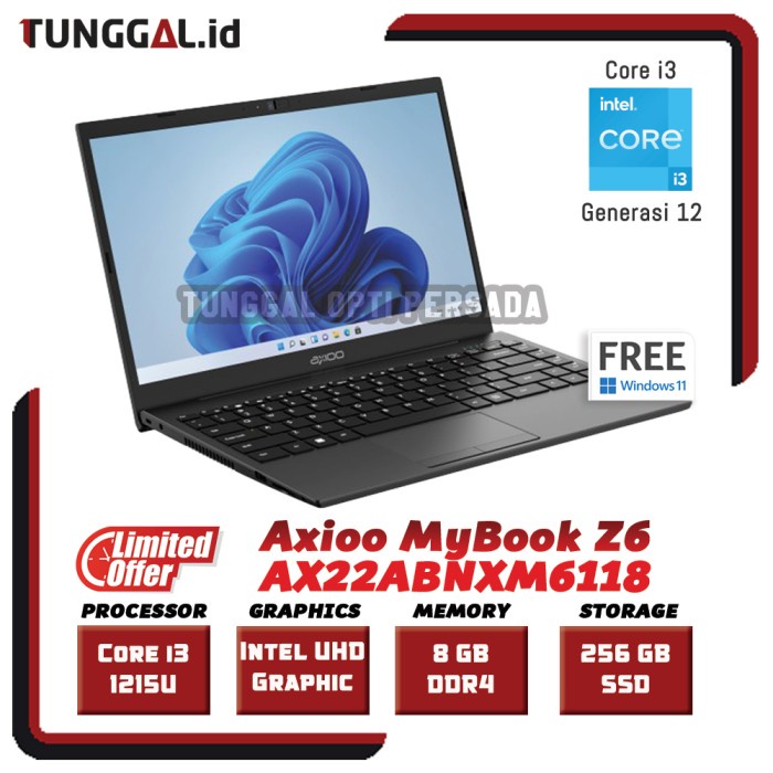 Jual Axioo MyBoox Z6 Core i3-1215U 8GB 256GB SSD 14-inch FHD IPS W11 -BLACK | Shopee Indonesia