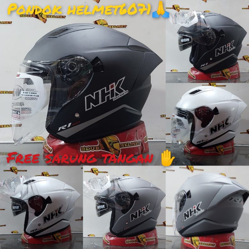 Jual Helm NHK R1 MAX SOLID BLACK,WHITE,GREYY DOF 100%ORIGINAL HELM ...