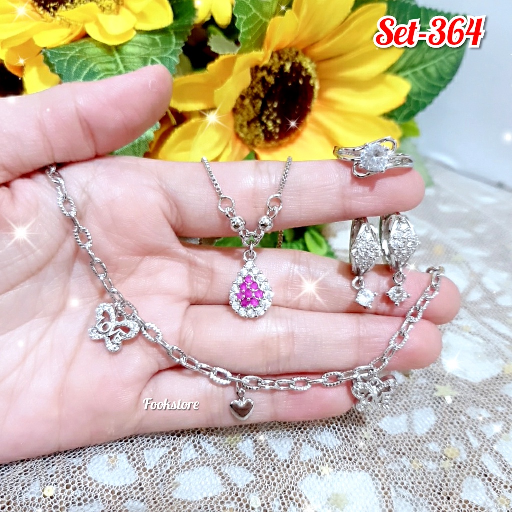 Jual PERHIASAN SET WANITA 4 IN 1 SILVER XUPING/ANTI ALERGI | Shopee ...