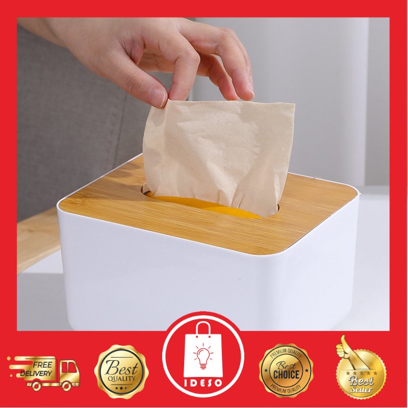 Jual IDESO.SHOP Kotak Tisu Tissue Box Elegan dengan Tutup Kayu ...