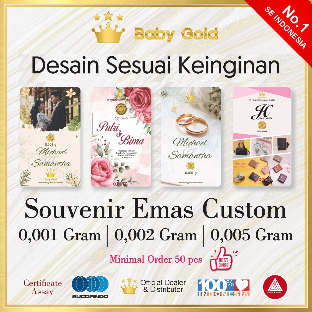 Jual Souvenir Emas Custom Baby gold Nano Gold Mini gold Emas Mini 24 ...
