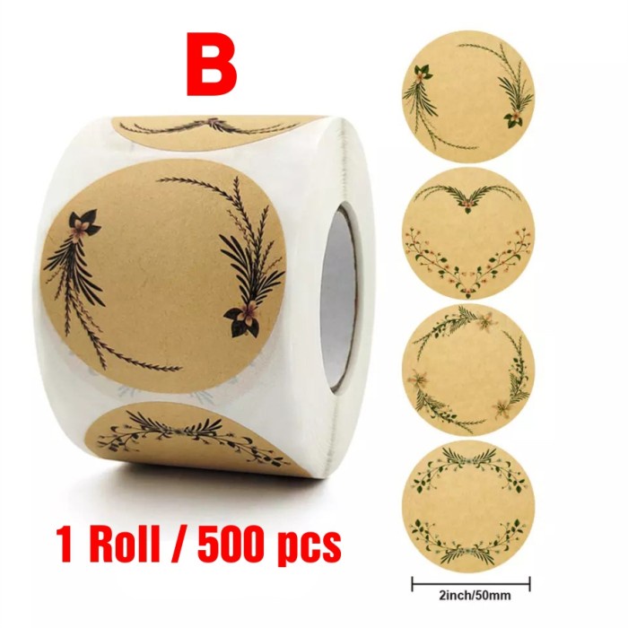 Jual Sticker Kraft Bundar Floral Frame Stiker Label Bingkai Bunga Tag ...