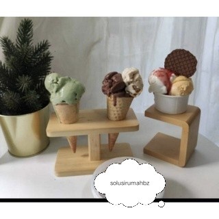 Jual TEMPAT KAYU BULAT 1 LUBANG PENYANGGA CONE HOLDER ES KRIM ICE CREAM ...
