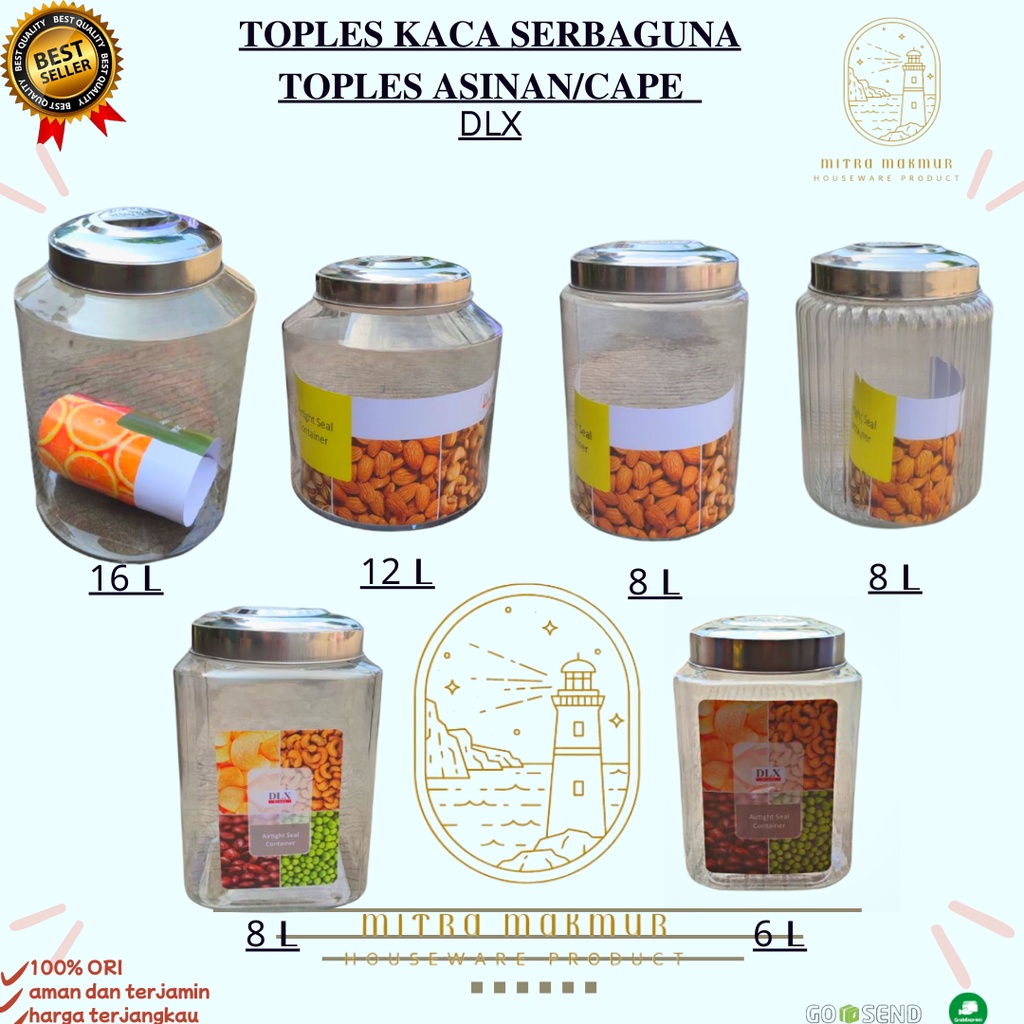Jual TOPLES DLX KACA KEDAP UDARA ASINAN KAFE 6 8 9 10 13 15 LITER ...