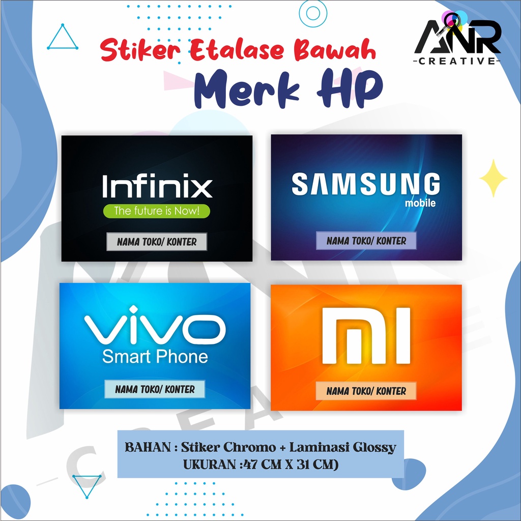 Jual Stiker Etalase Konter/ Stiker Etalase Bawah Merk HP/ Stiker Merk ...