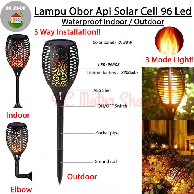 Jual Lampu Obor Api Flame Led Tancap Taman 96LED - Tenaga Surya Solar ...